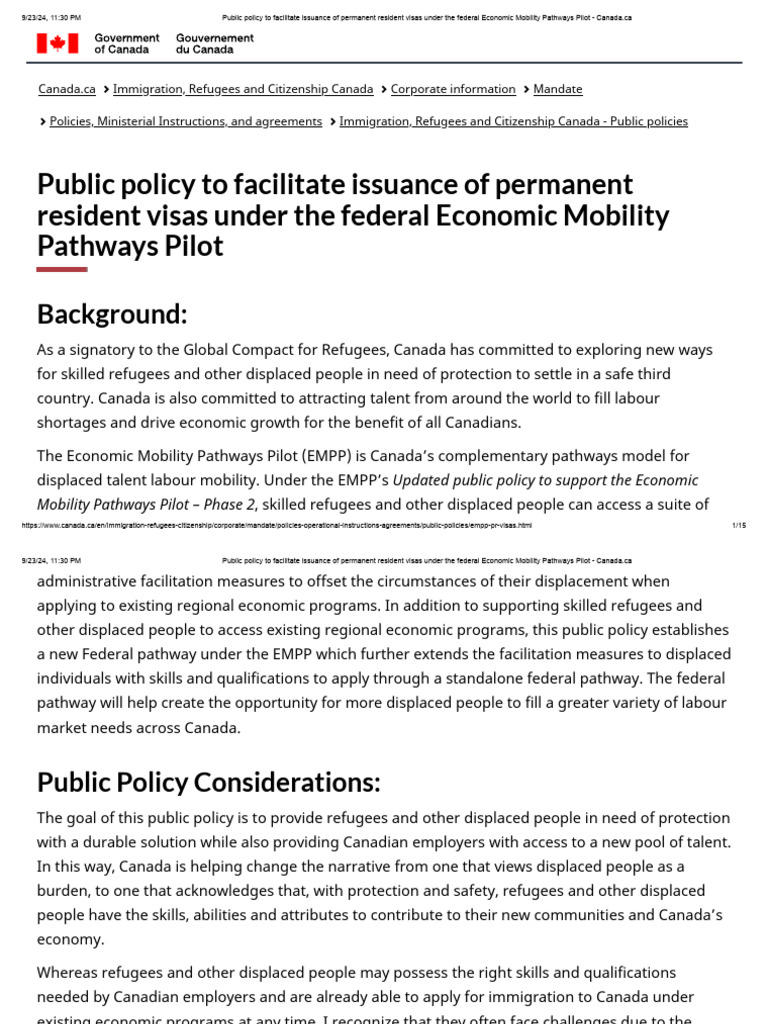 Public Policy To Facilitate Issuance of Permanent Resident Visas Under ...