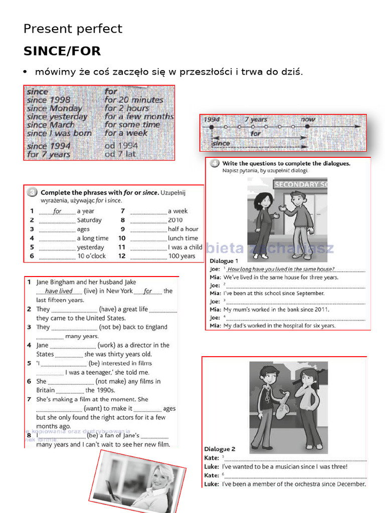 Present perfect SINCE FOR | PDF
