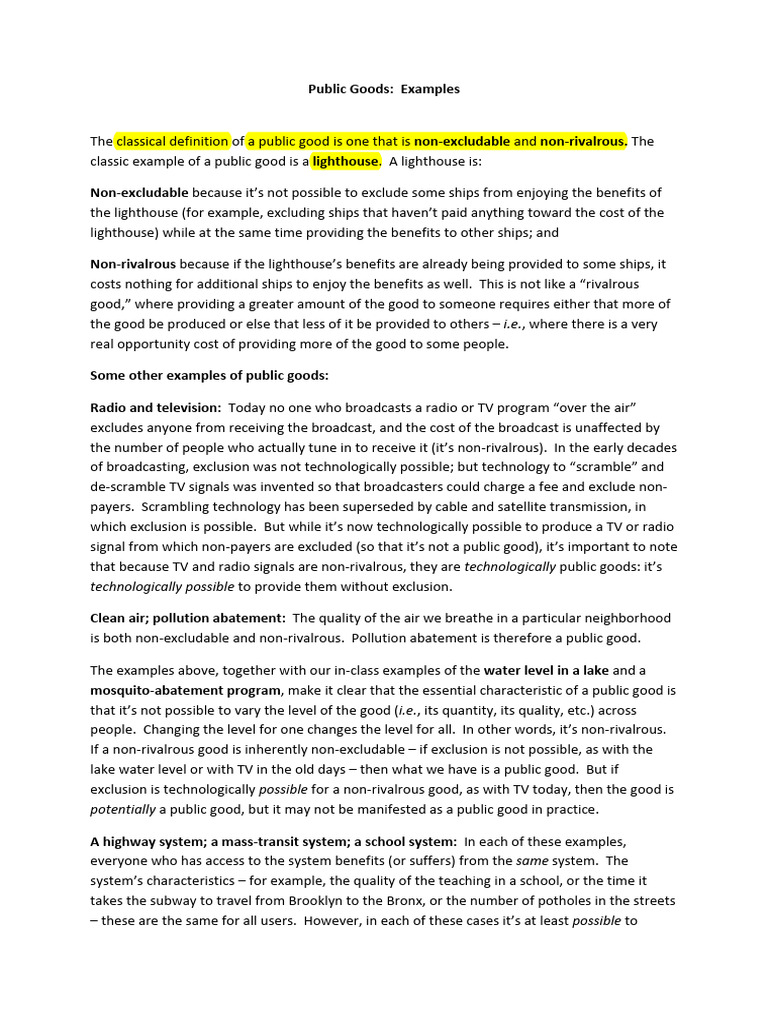 Public Goods Examples | PDF | Broadcasting | Books