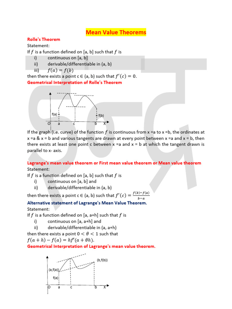 Mean Value Theo. | PDF | Tangent | Mathematical Concepts
