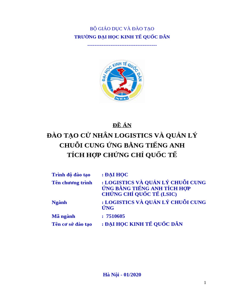 Đề Án Logistics Và Quản Lý CCU Tích Hợp Chứng Chỉ | PDF