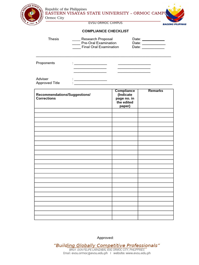 Evsu Post Proposal Compliance Checklist 3 1 | PDF