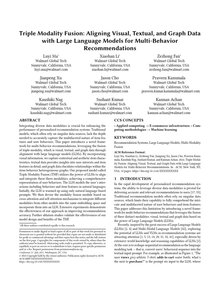 Walmart - TMF Reco Engine Framework For Multi Behaviour - Oct 2024 | PDF | Computing