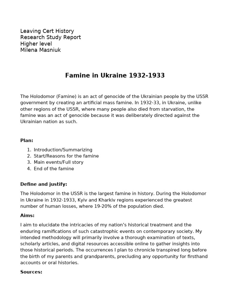 History Project. Famine in Ukraine 1932-1933 | PDF | Soviet Union ...