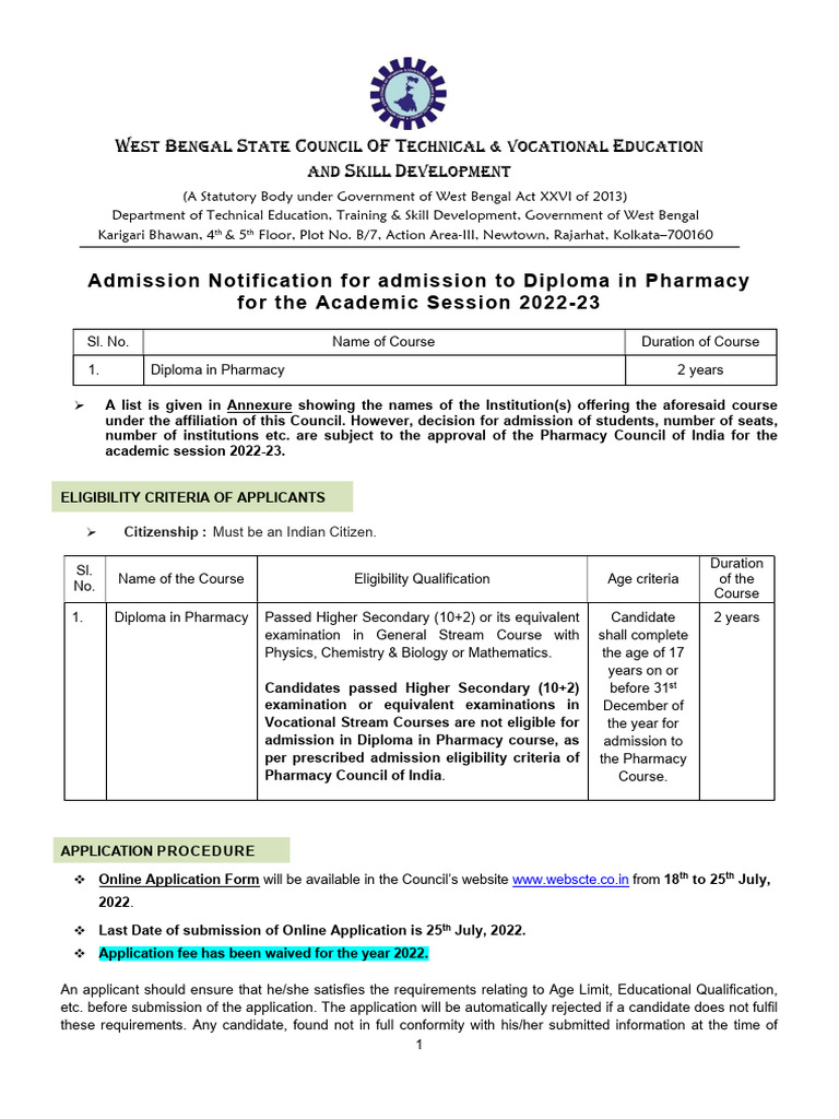 Eligibility Criteria - DPHARM | PDF | University And College Admission | Diploma