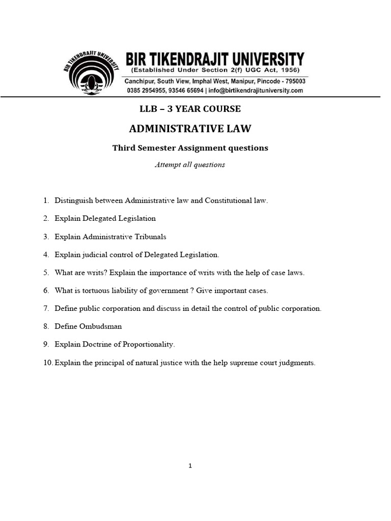 Administrative Law Assignment | PDF