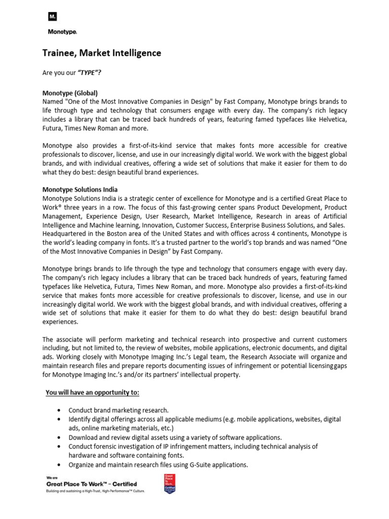 Trainee Market Intelligence 2024 | PDF | Brand | Times New Roman