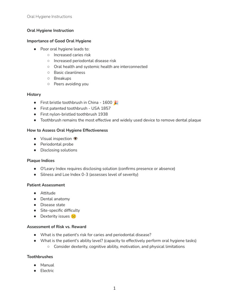 Oral Hygiene Instructions (lecture 3) | PDF | Oral Hygiene | Periodontology
