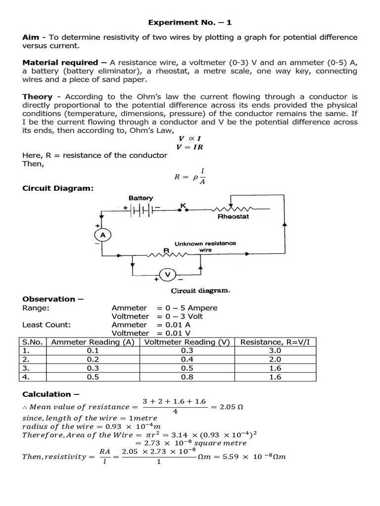 Physics Lab: Measuring Wire Resistivity | PDF