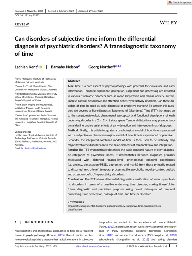 2022 Georg Northoff - Can Disorders of Subjective Time Inform The ...