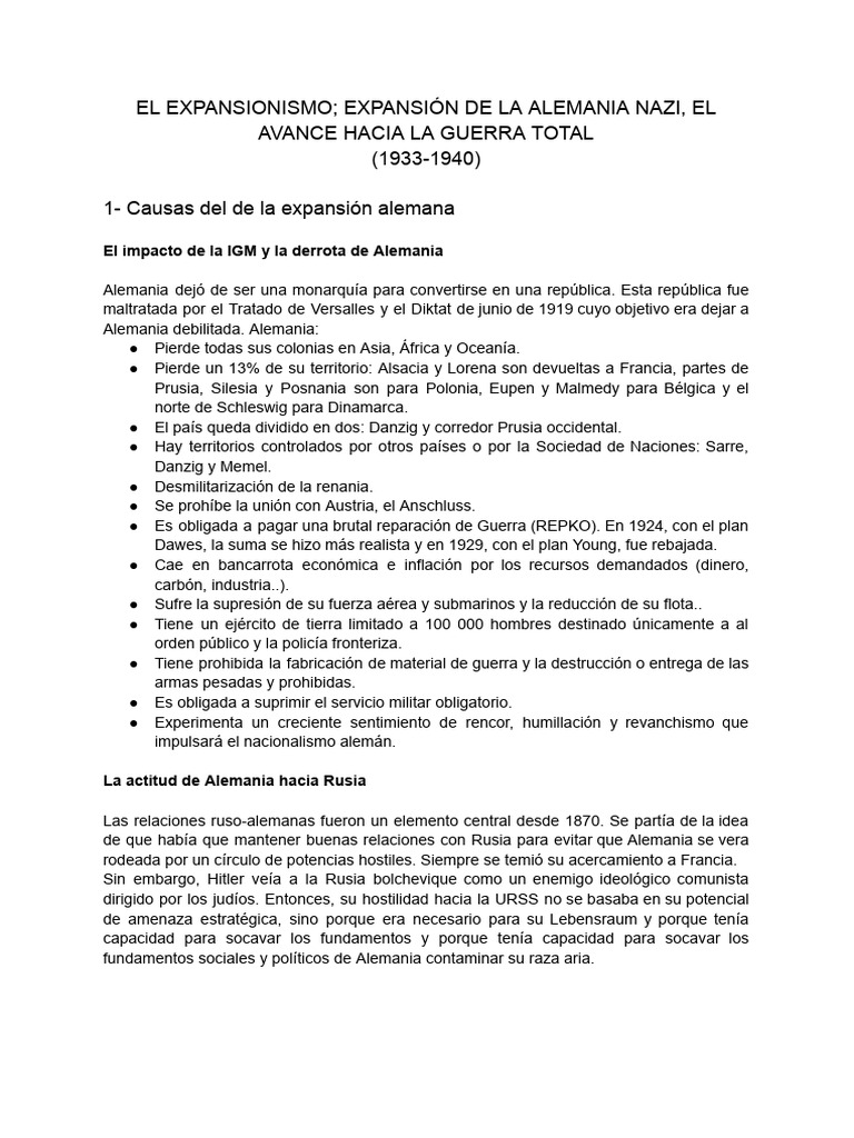 El Expansionismo Expansión de La Alemania Nazi | PDF | Alemania nazi ...