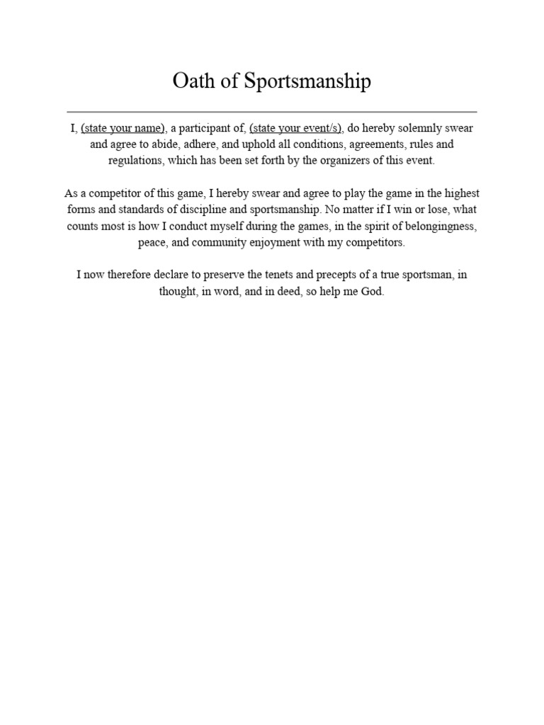 Oath of Sportsmanship | PDF
