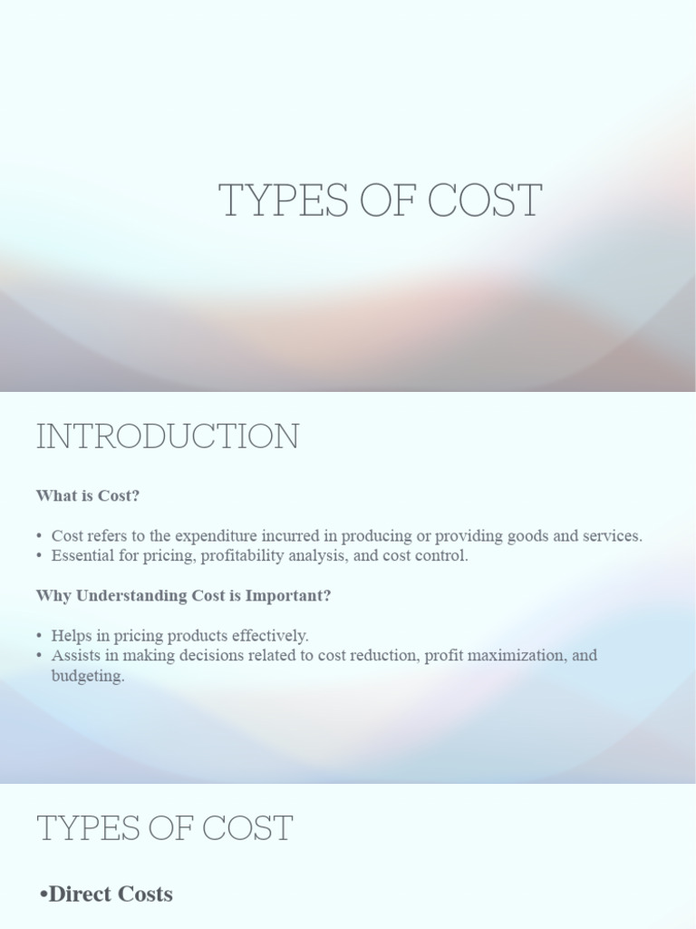 Understanding Types of Costs Explained | PDF