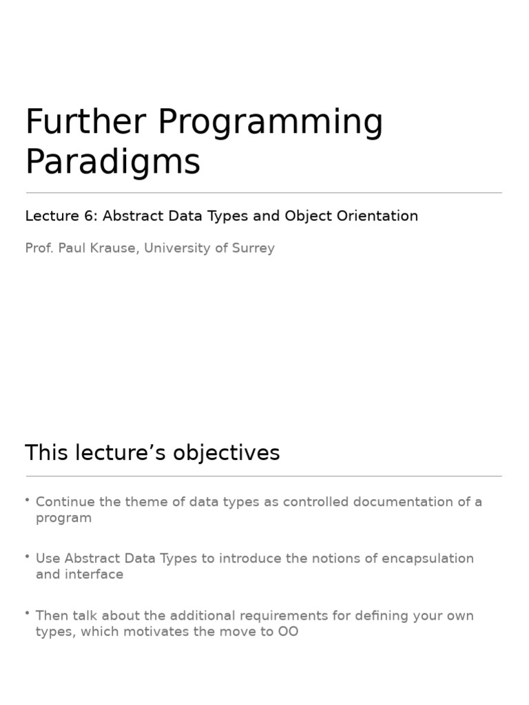 Lecture 6 Object Orientation 1 Pdf Computer Engineering Computer Data 