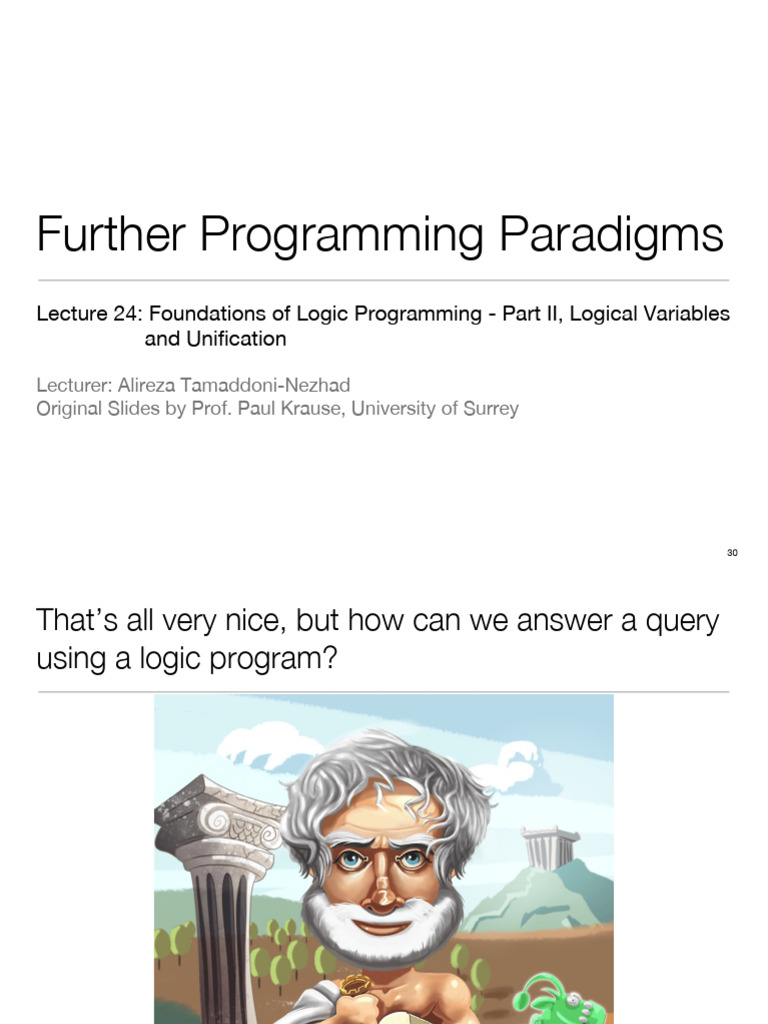 Lecture 24 Foundations of Logic Programming Part II | PDF | Computing | Computer Programming