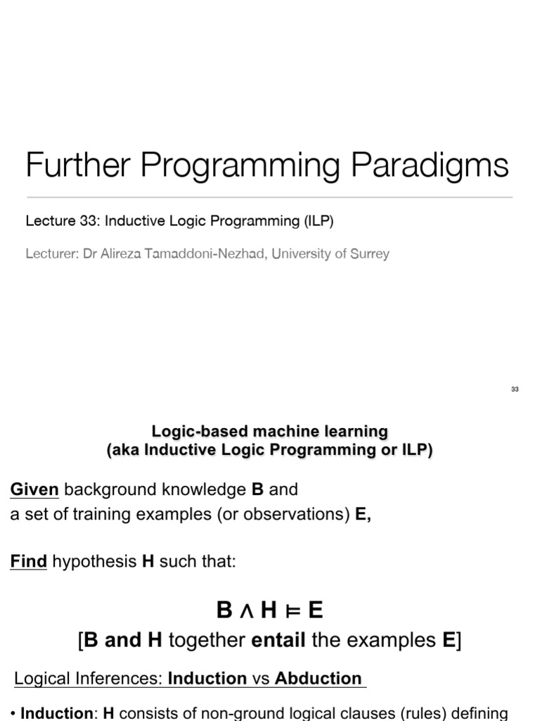 Lecture 33 ILP and MIL Examples | PDF