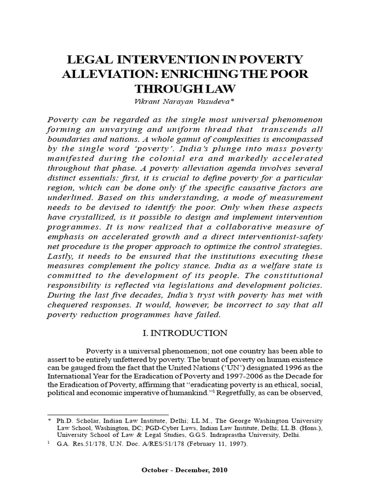 Legal Intervention in Poverty | PDF | Poverty | Poverty & Homelessness
