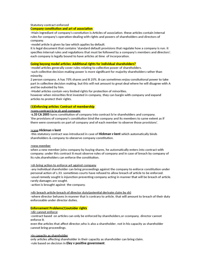 Statutory Contract Enforced | PDF | Breach Of Contract | Constitution