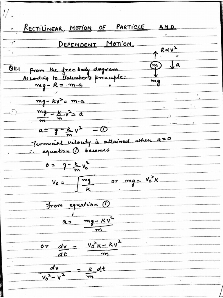 Mechanics Rectilinear Motion-1 | PDF