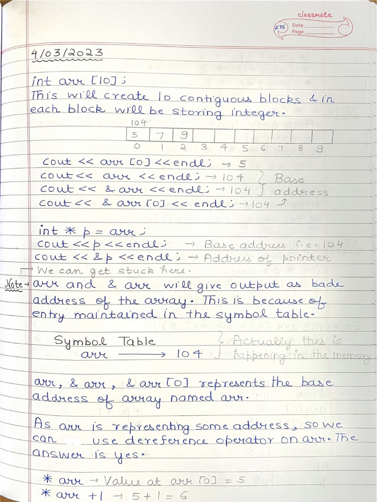 Pointers ClassII Notes 4th March 2023 | PDF
