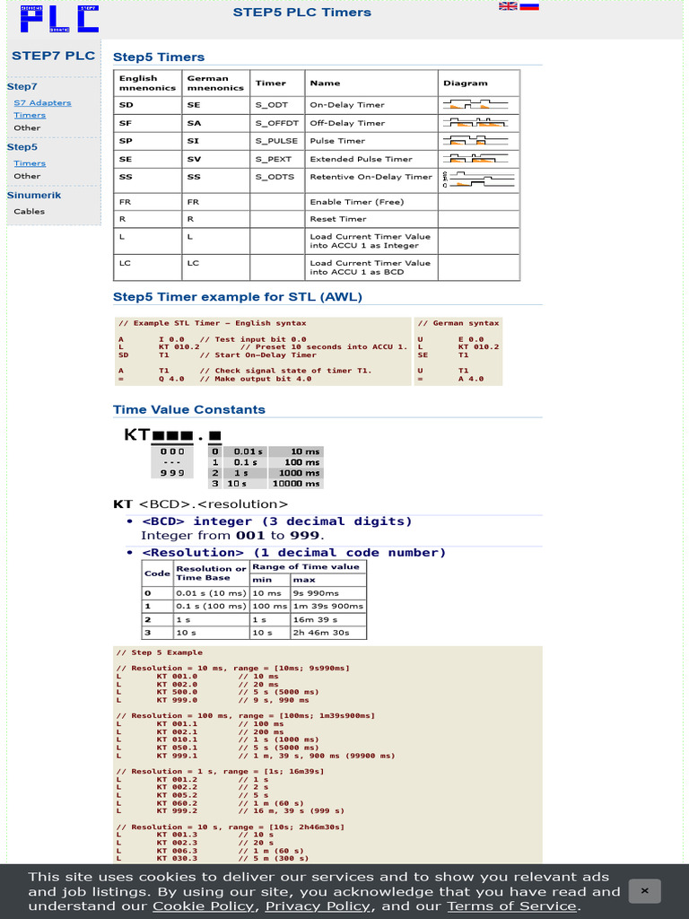 SIEMENS SIMATIC Step5 PLC Timers | PDF | Computer Science | Computer Architecture