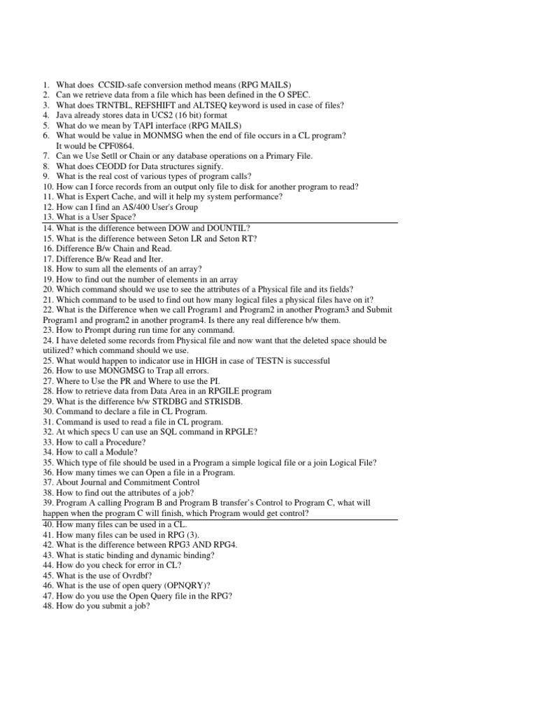 Master Question Bank AS400 Iseries | PDF | Database Index | Data Management