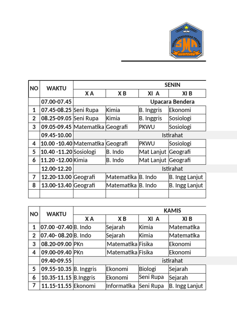 JADWAL TERBARU 2425 | PDF