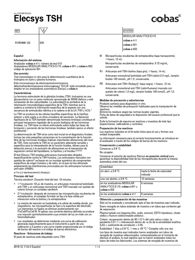 Inserto TSH | PDF | Hormona estimulante de la tiroides | Calibración