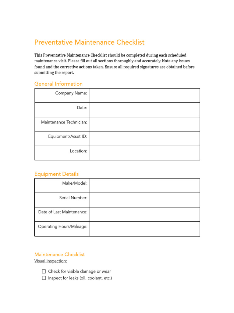 Preventative Maintenance Report Form | PDF | Indemnity