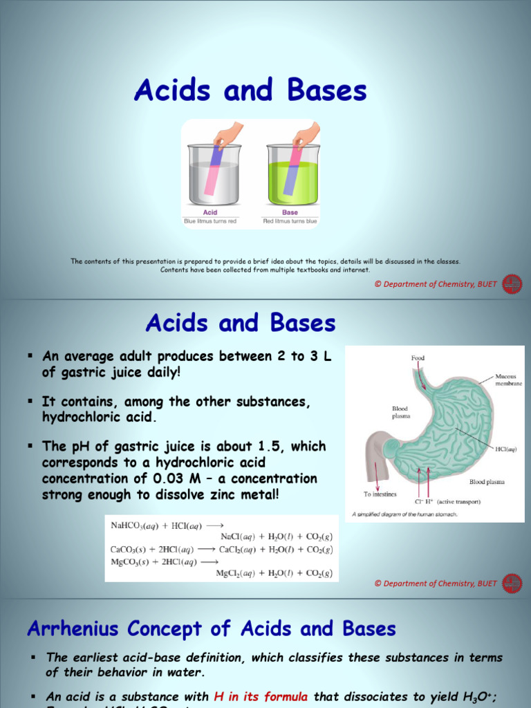 Acids and Bases, Dr. Mahbub - Lecture For EEE - 21 | PDF | Acid | Ph