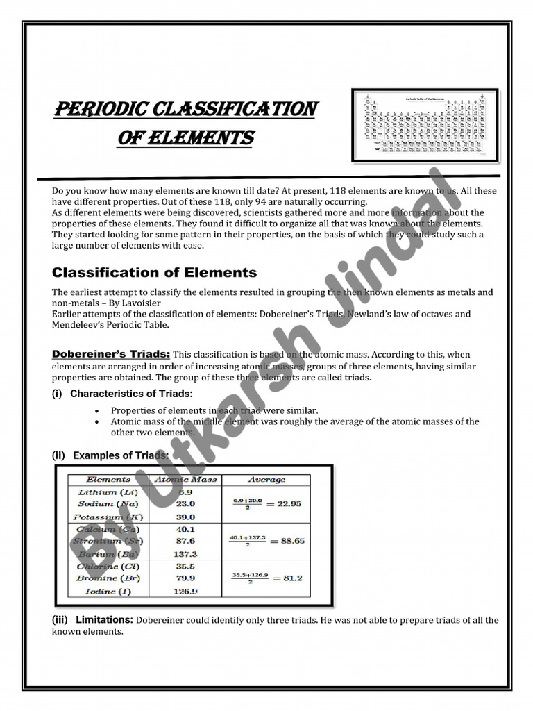 Class 10 Periodic Classification | PDF