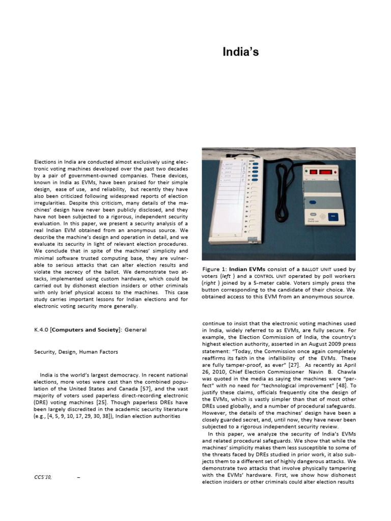 Security Breach On EVM | PDF | Electronic Voting | Voting