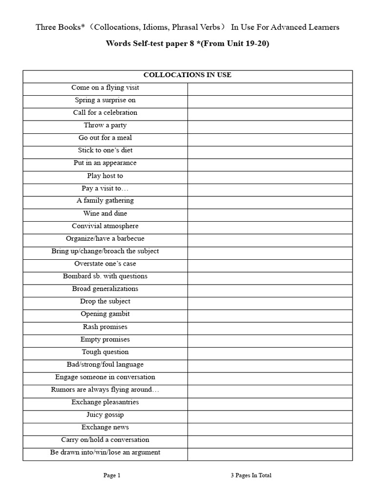 (Unit 19-20) Three Books In Use*(Collocations, Idioms and Phrasal Verbs ...