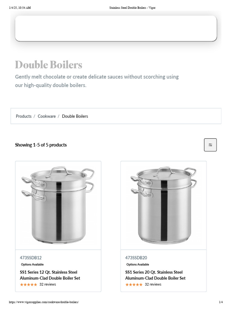 Stainless Steel Double Boilers - Vigor | PDF | Cookware And Bakeware ...