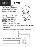 Sequência Didática O Pato Texto Ilustrado e 18 Atividades | PDF | Pato