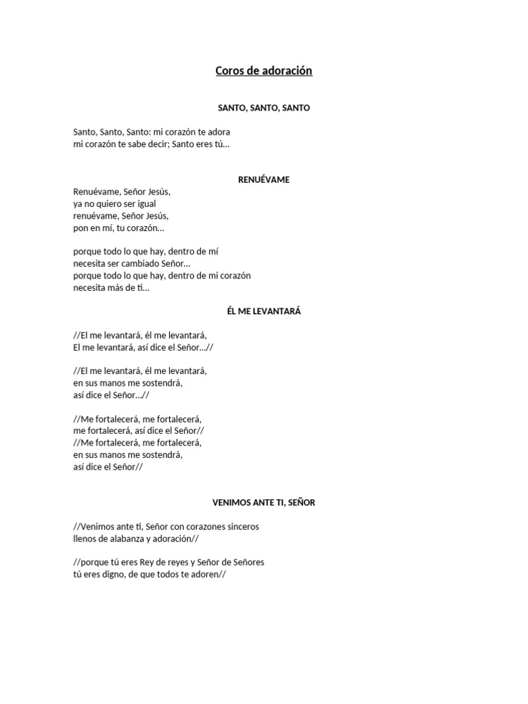 Coros de Adoración | PDF | Oración | Cristo (título)