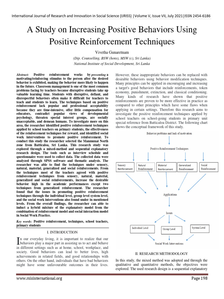 A Study On Increasing Positive Behaviors | PDF | Reinforcement | Teachers