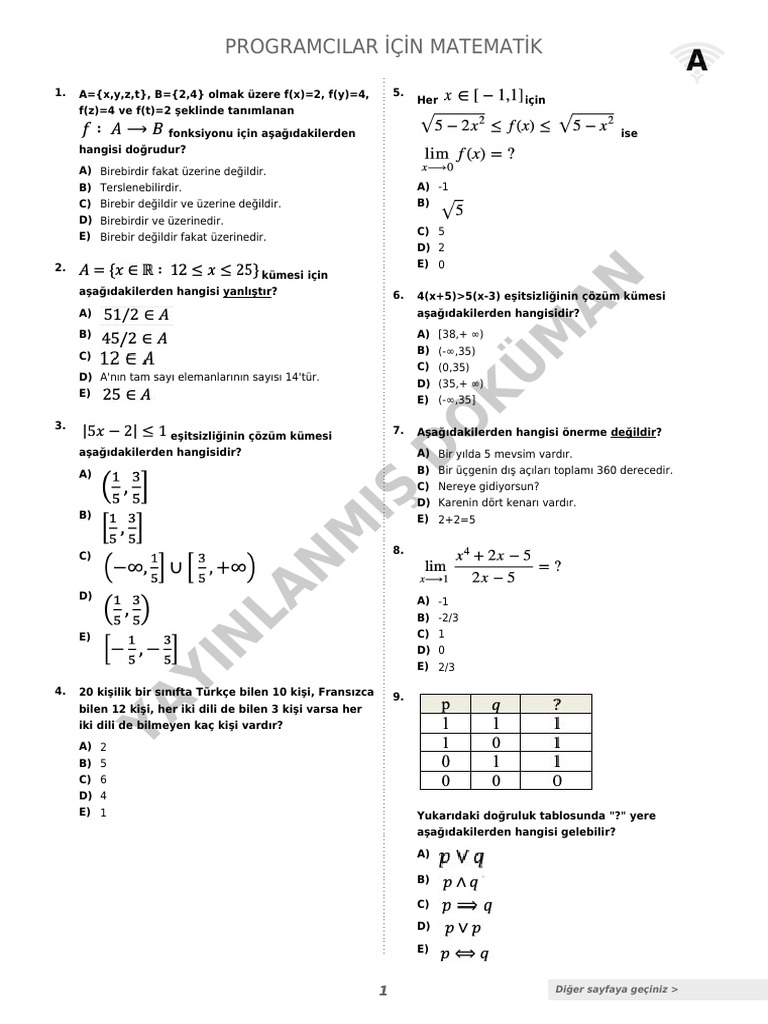 Matematik Vize | PDF