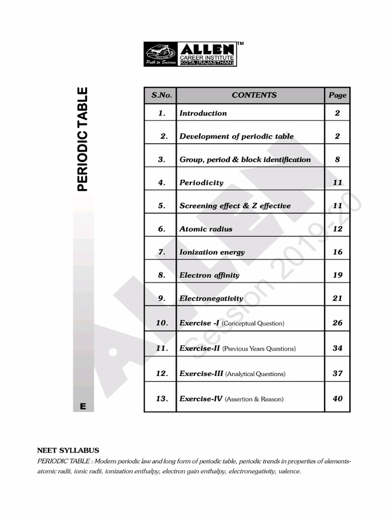 Periodic Table Allen | PDF