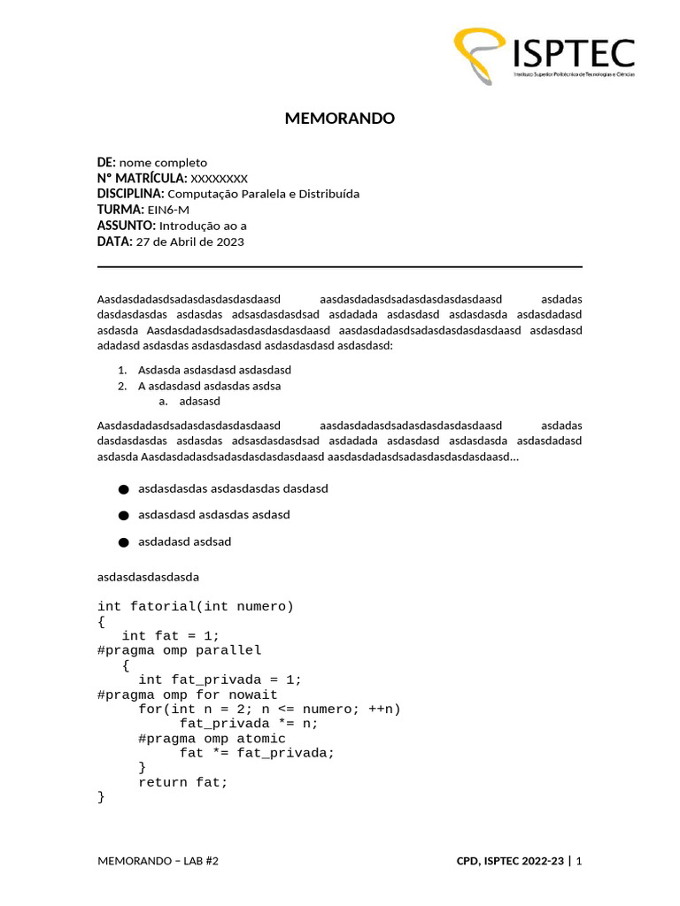 Memorando - MODELO | PDF