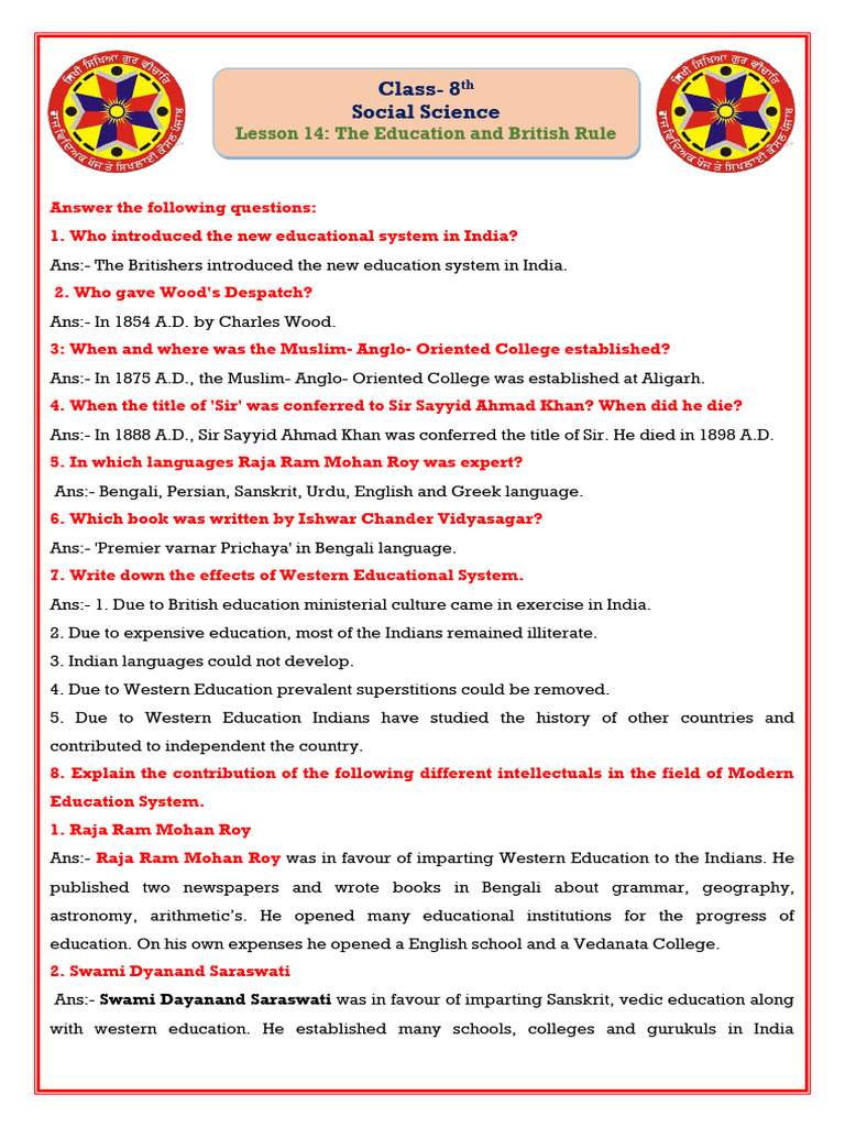 Soc - Science - Lesson 14 Solution | PDF | South Asia