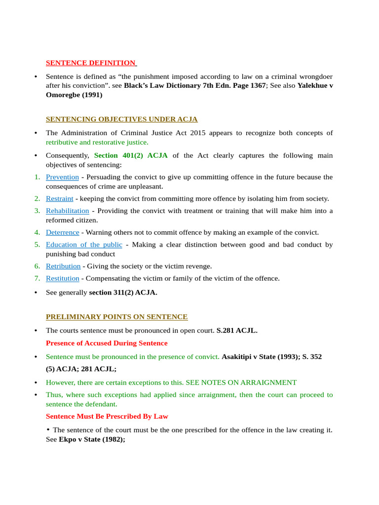 SENTENCING | PDF | Probation | Sentence (Law)