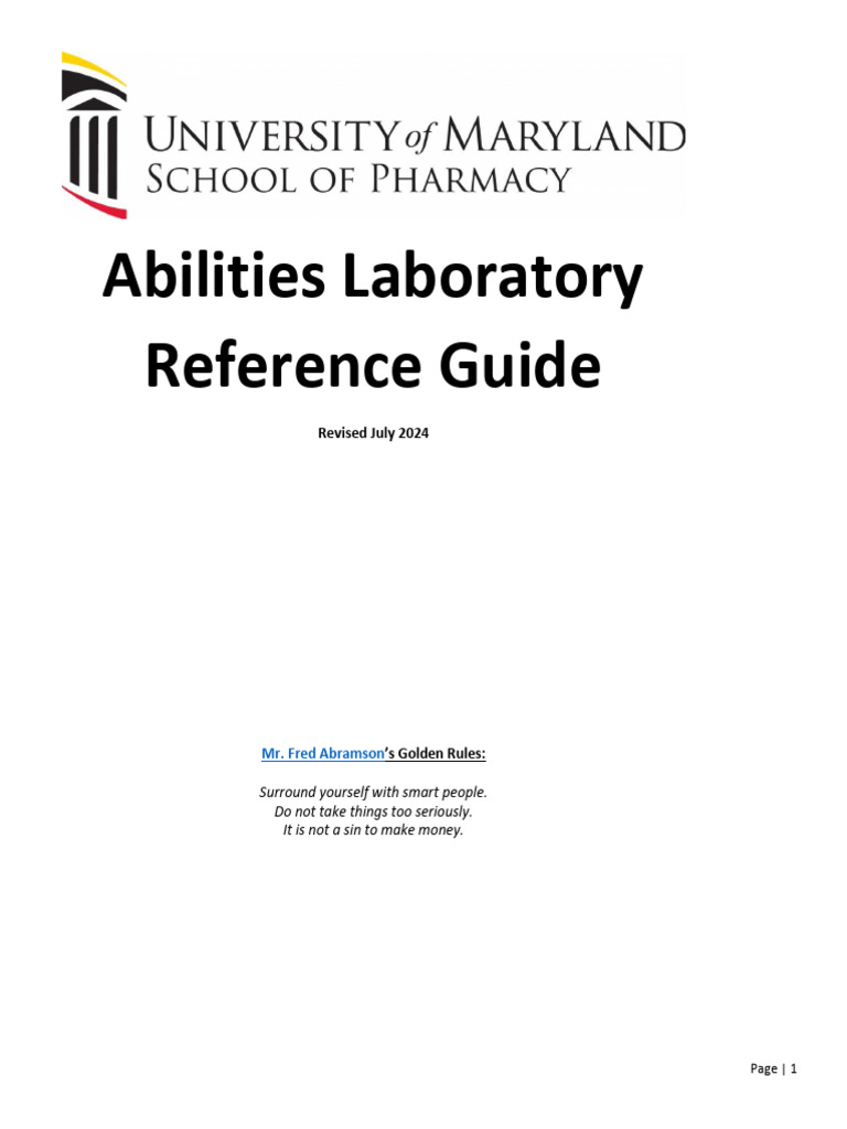 Abilities Laboratory Reference Guide 2024_FINAL (1) | PDF | Medical ...
