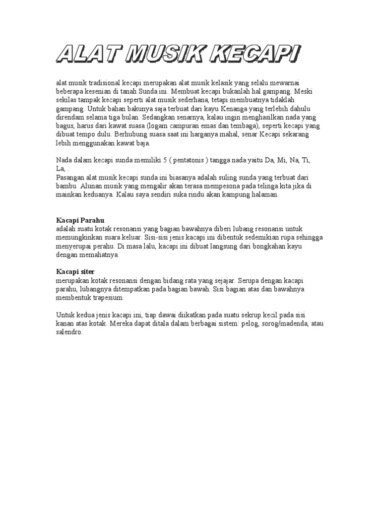 Kecapi: Alat Musik Tradisional Sunda | PDF