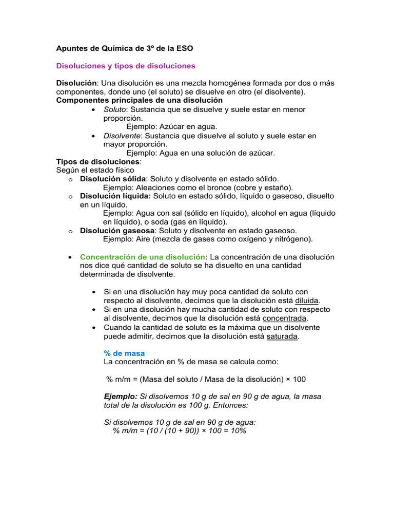 Disoluciones y Separación de Mezclas | PDF | Gases | Sustancias químicas
