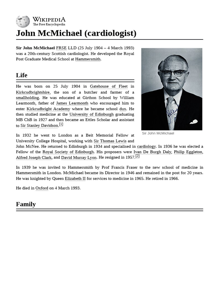 John McMichael (Cardiologist) | PDF | Edinburgh