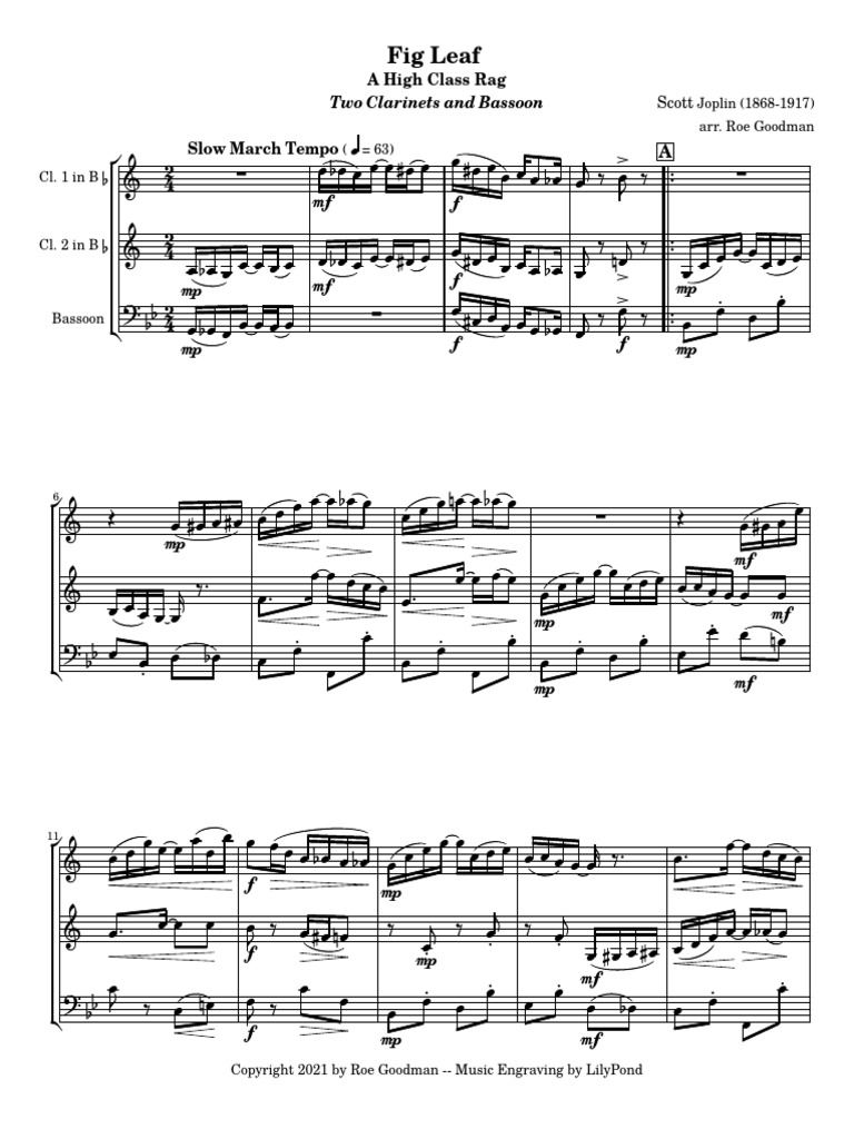 (Clarinet Institute) Joplin, Scott - Fig Leaf Rag | PDF | Elements Of ...