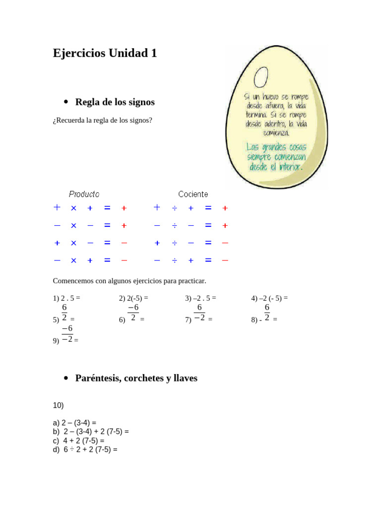 CI CP LA Ejercicios Unidad 1 | PDF | Matemáticas