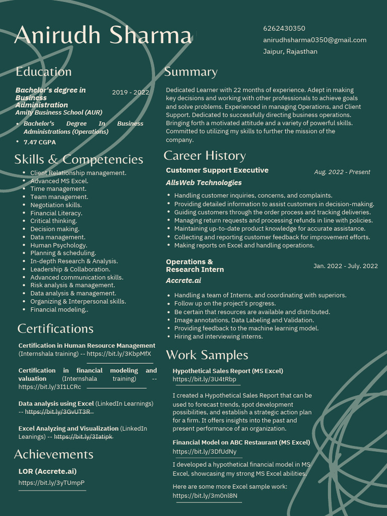 Anirudh Sharma Resume CSE | PDF | Data Analysis | Cognition