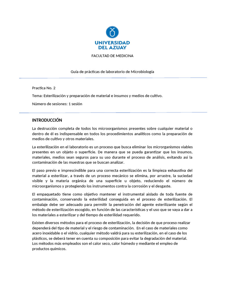 Práctica No2 2024 | PDF | Esterilización (Microbiología) | Radiación